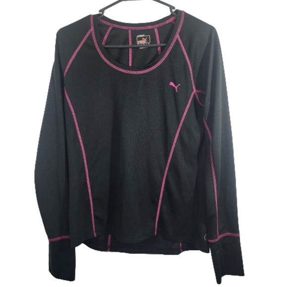 Puma | Tops | Puma Dry Cell Long Sleeve Black And Pink With Thumb Holes ...